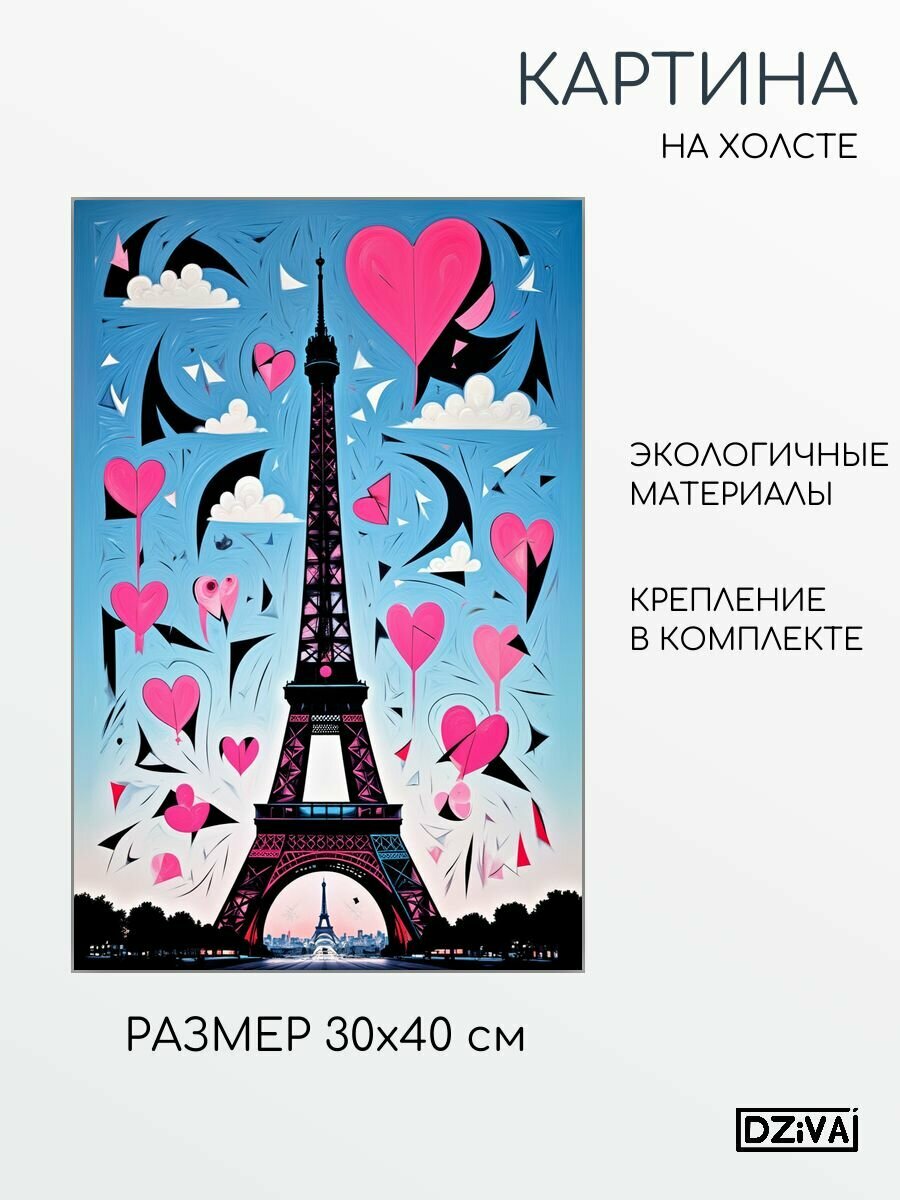 Картина на холсте Панорамная сцена Эйфелевой башни 30x40 см