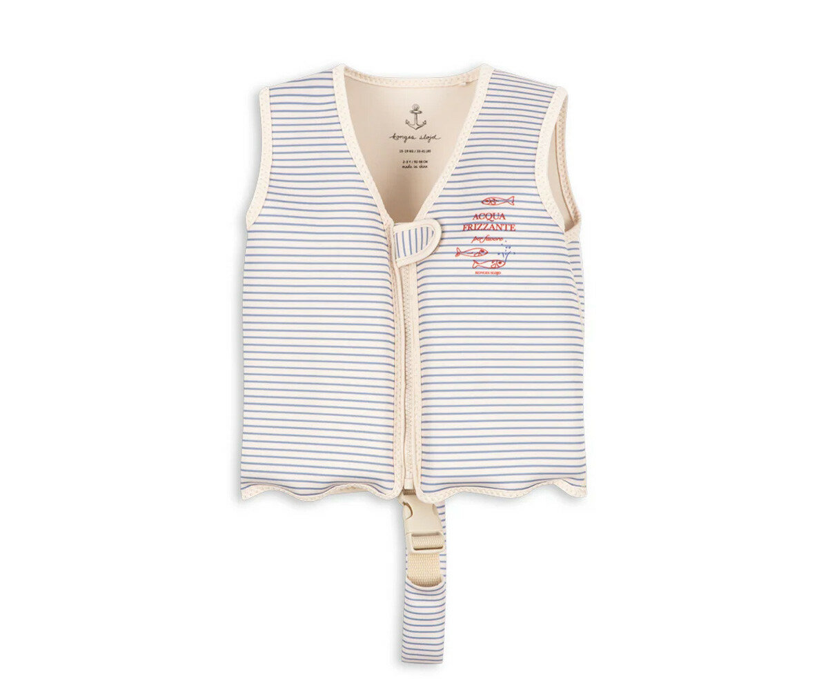 Детский жилет для плавания Konges Slojd Ellis Stripe Bluie для мальчиков, 2-3 года, бело-голубой в полоску. - Конгес Слёйд KS104783-ST-BL-2-3Y