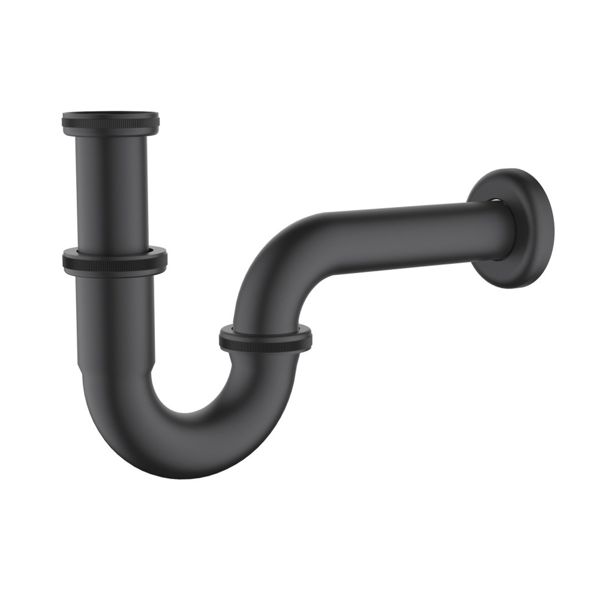 Сифон для раковины Timo 961/03L черный, трубный (коленный), латунь