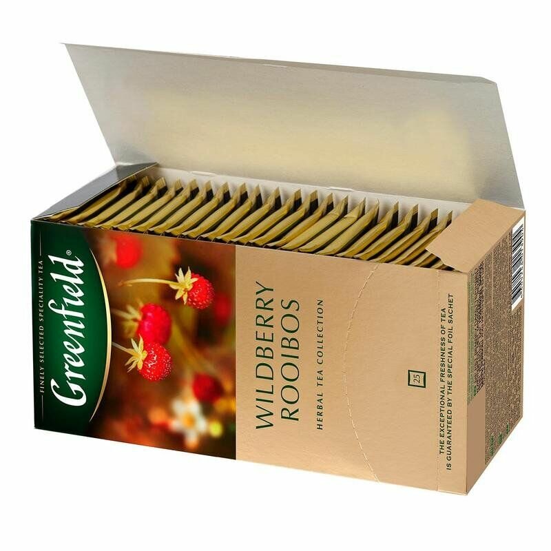 Greenfield/ Чай в пакетиках Wildberry Rooibos, травяной, 25 пакетиков