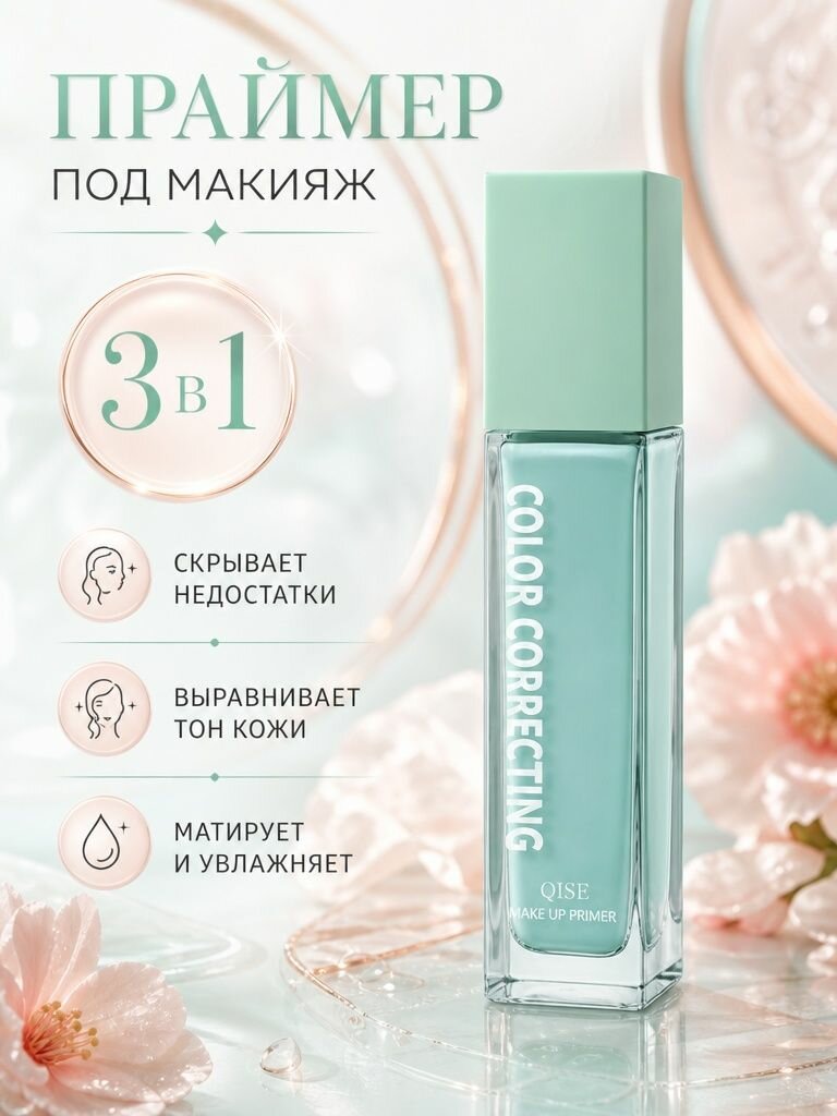 База под макияж, Подходит для кожи с покраснениями, Исправляет тон кожи, увлажняет кожу, эффектом выравнивающего тона, стойкая основа под макияж 35ml