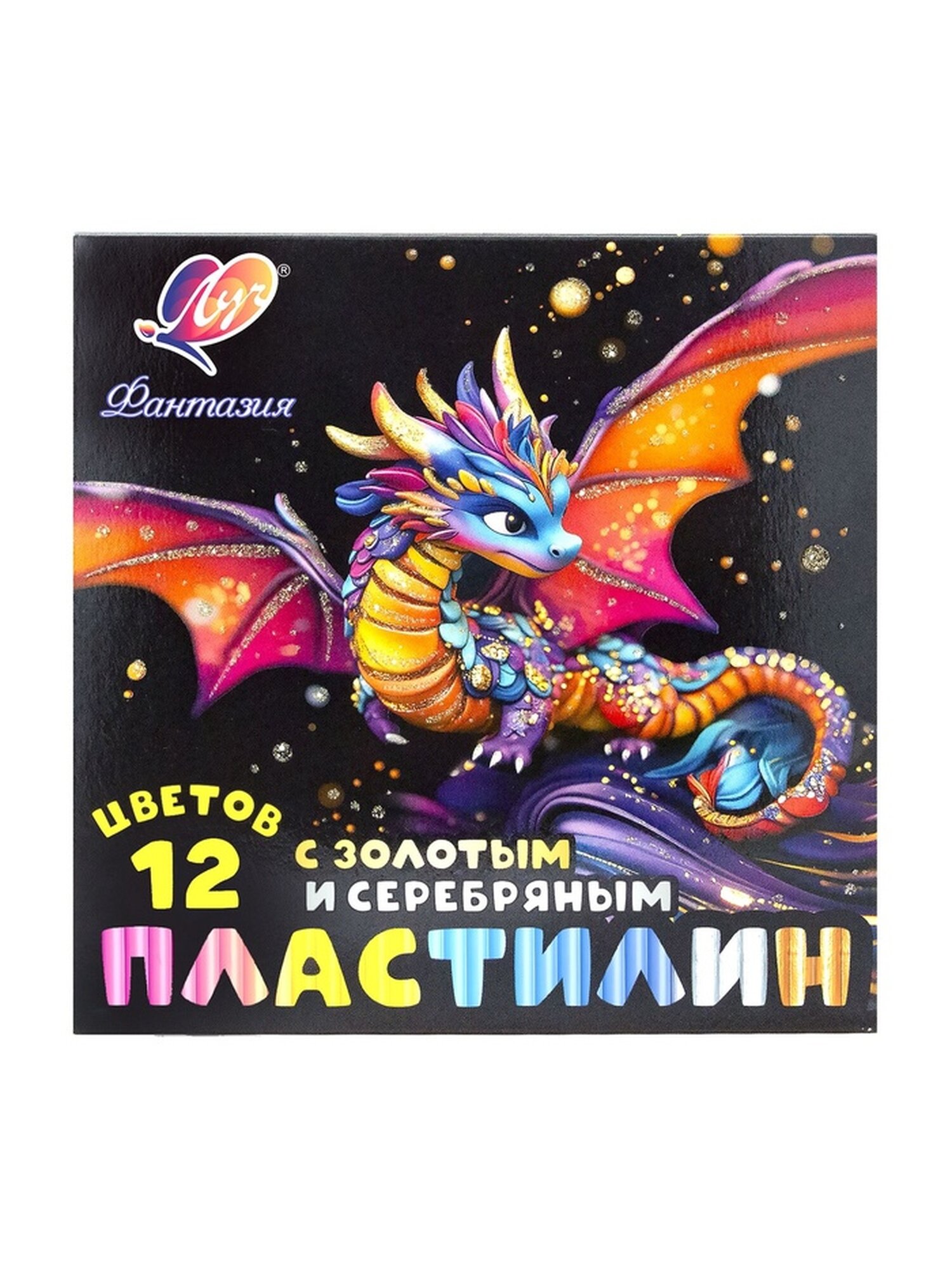 Пластилин мягкий (восковой) 12цв 230г "Фантазия" 10979984