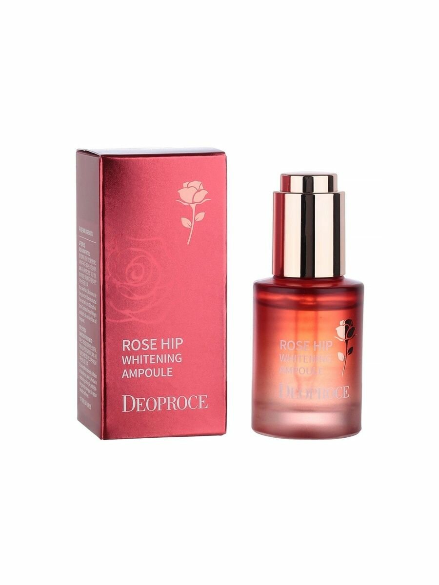 Осветляющая сыворотка для лица с маслом шиповника DEOPROCE Rose Hip Whitening Ampoule