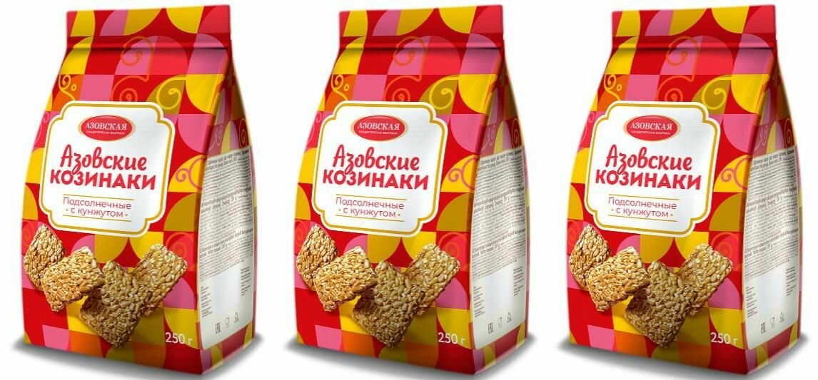 Азовская кондитерская фабрика Козинак подсолнечный с кунжутом, 250 г, 3 уп