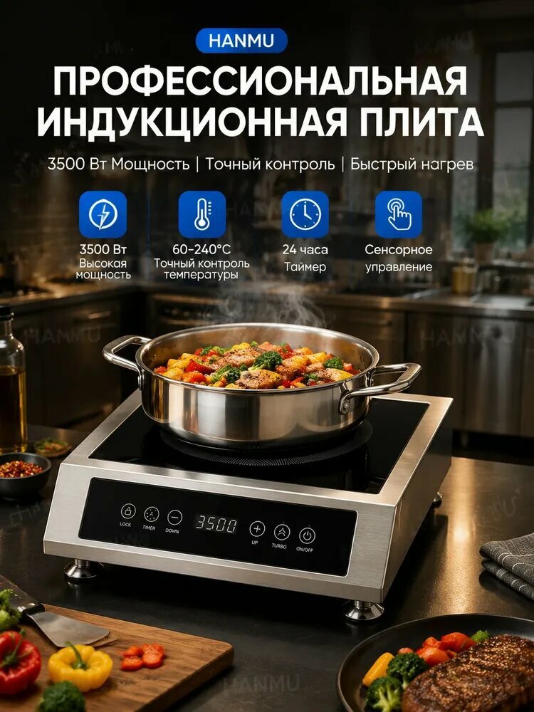 Индукционная настольная плита ALINA1, серый металлик