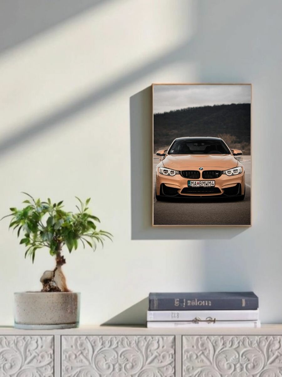 Постер, плакат на стену BMW M4 F82 Желтый A1 59 84 см
