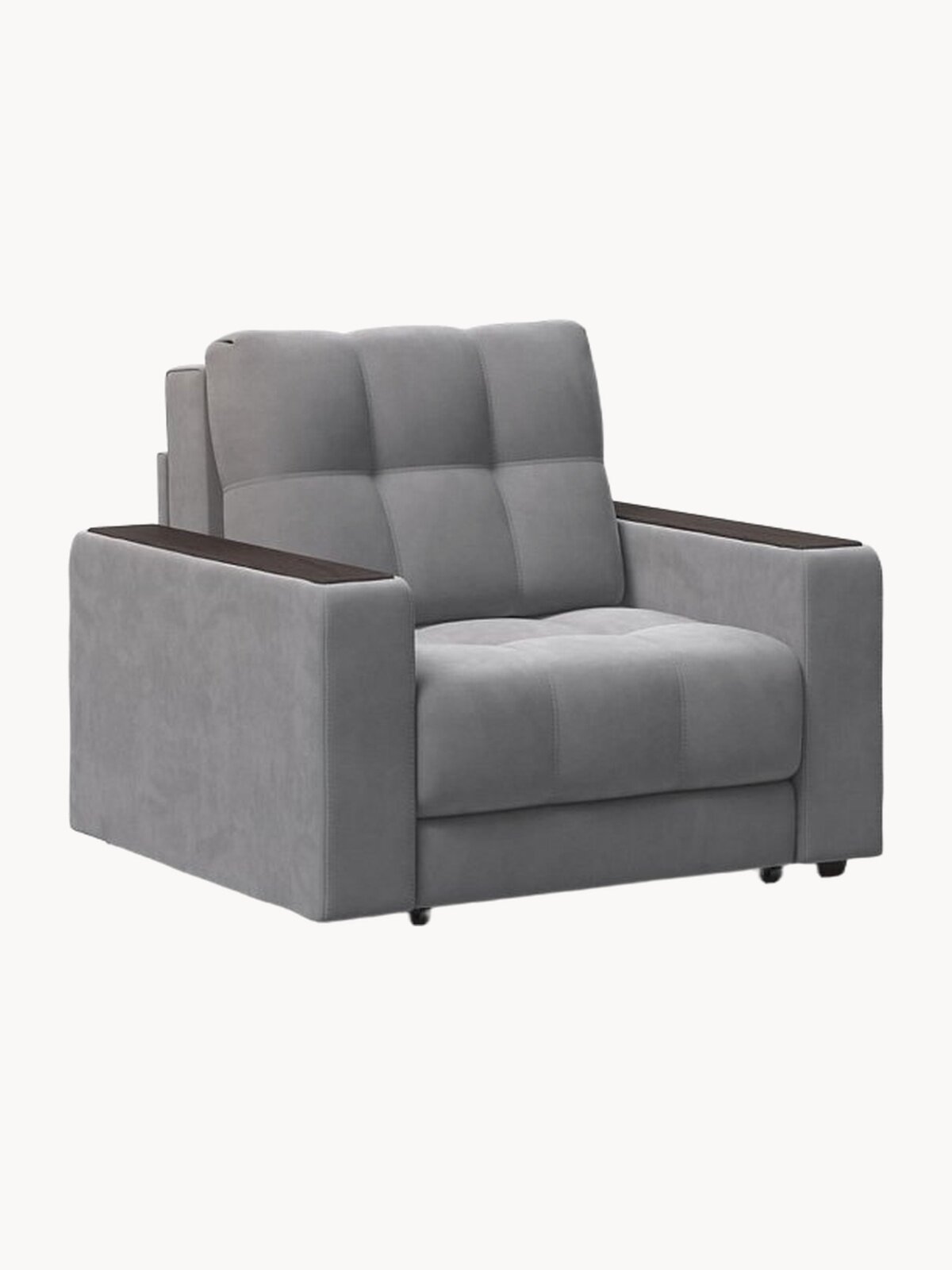 Кресло-кровать раскладное BOSS 2.0, механизм easy roll, велюр Monolit серый, 106х114х90 см