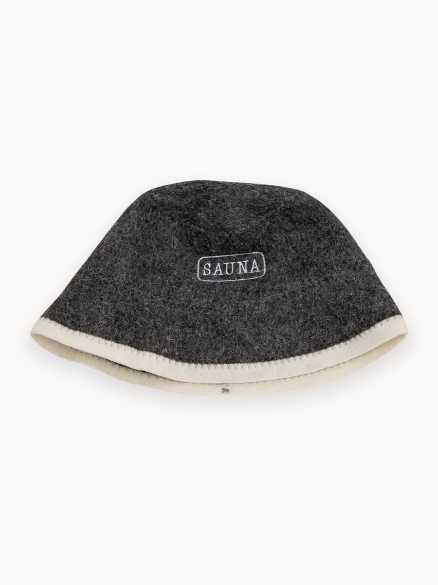 Шапка банная ГлавБаня "Панама" с вышивкой, войлок серый Б4540