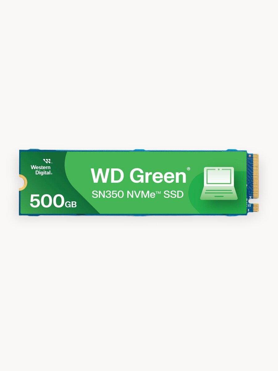 Жесткий диск, Western Digital WD Green SN350, 500ГБ, для ноутбуков и настольных ПК M.2 2280 PCIe NVMe 3.0 x4