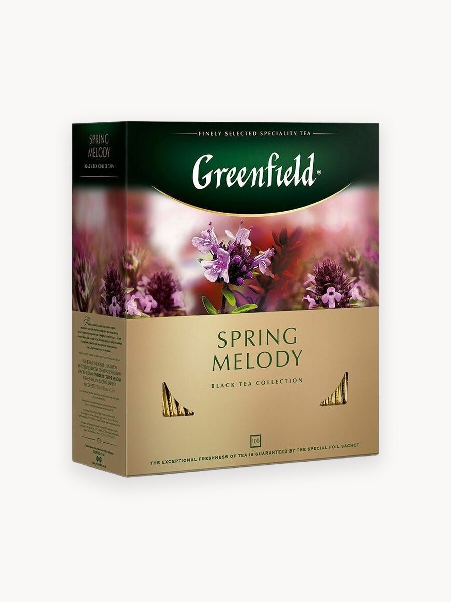 Черный чай Гринфилд с чабрецом Greenfield Spring Melody 100 пакетиков