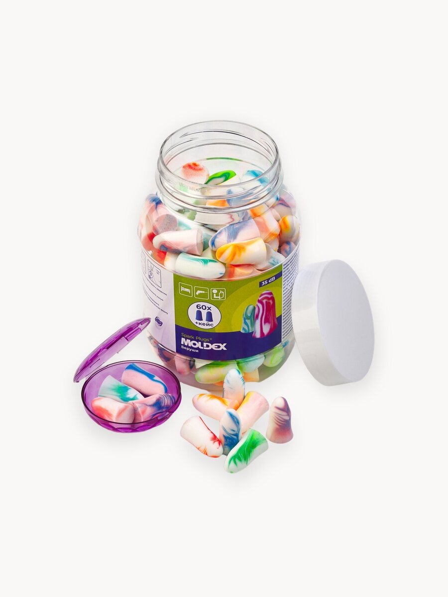 Беруши для сна (противошумные вкладыши) Moldex Spark Plugs, 60 пар с кейсом