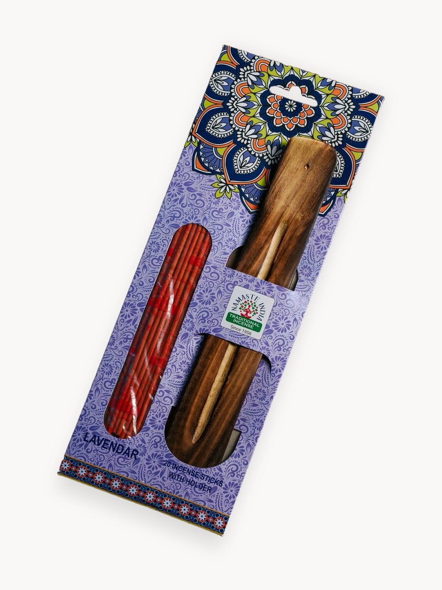 Благовония ароматические палочки с подставкой Orkay Лаванда Lavender, индийские аромапалочки 20 шт и подставка-лодочка