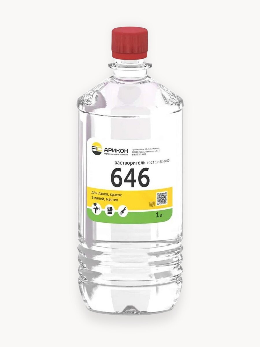 Растворитель Р-646 арикон ГОСТ 18188-2020, бутылка ПЭТ 1 л RAS6461, деревянная