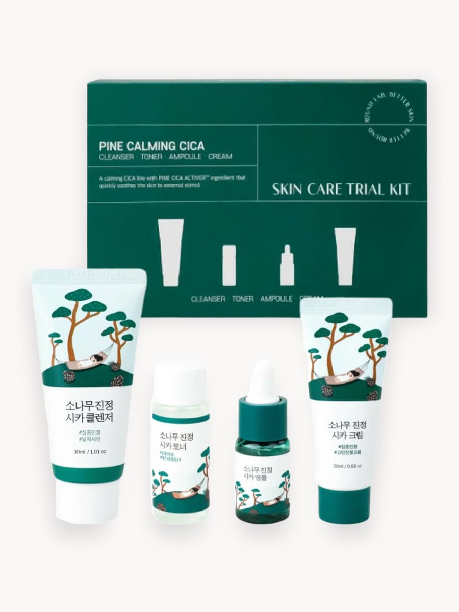 Round Lab Набор уходовых средств с экстрактом сосны и центеллы Pine Calming Cica Trial Kit