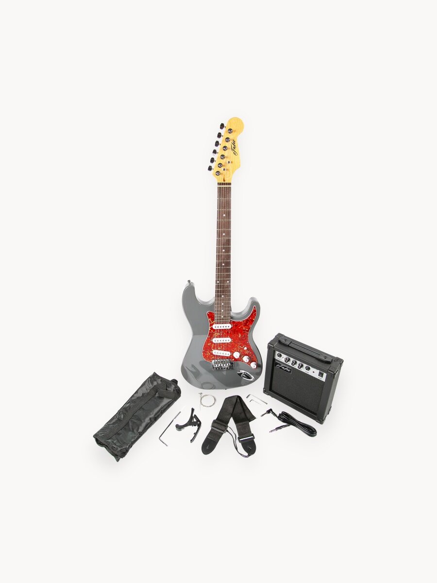Комплект Fabio ST100 MGREY (электрогитара S/S/S, комбоусилитель MG-10, тюнер, чехол, ремень, струны)