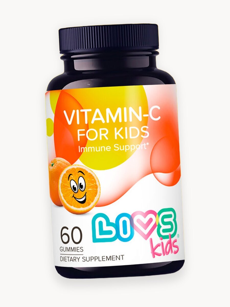 LIVS Витамин-С для детей, мармеладные пастилки со вкусом апельсина, 60 штук в упаковке