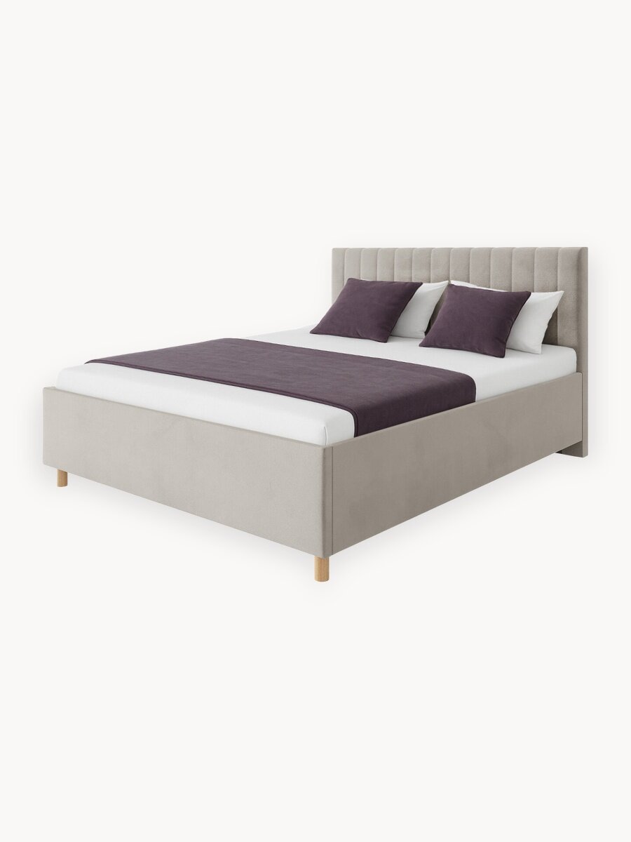 Каркас двуспальной кровати Garda, 180х200 см, серо-бежевый, без основания и подъемного механизма