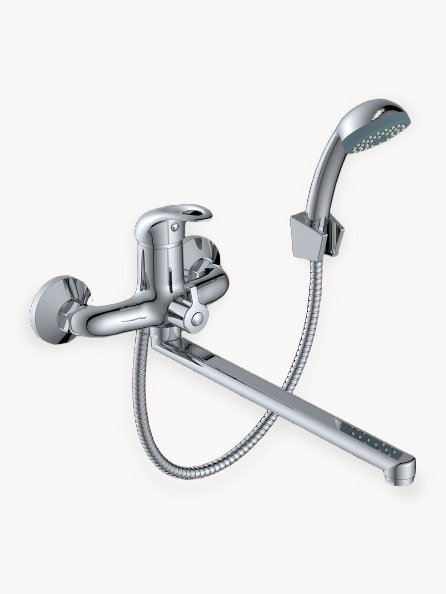 Смеситель на ванну Diadonna D22-150 длинный плоский излив, картридж 35 мм, хром