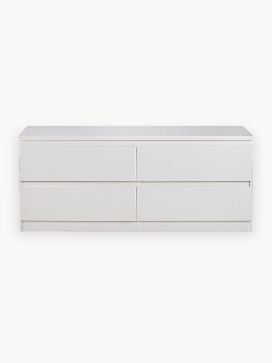 Тумба для ТВ ГУД лакк Кастор, 4 выдвижных ящика, 129.7 х 39.6 х 54.2 см, белая