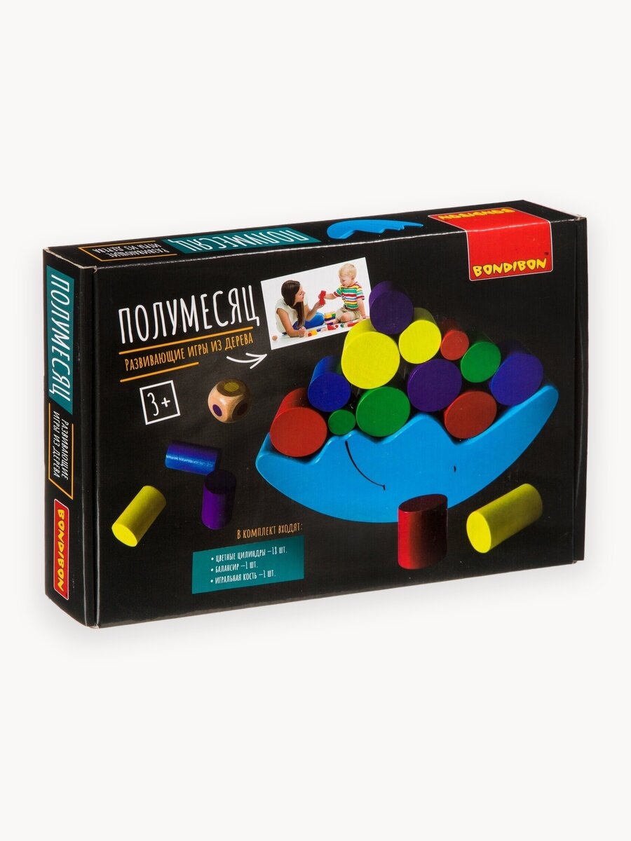 Развивающая игра балансир для детей Bondibon Полумесяц логическая игрушка головоломка деревянная