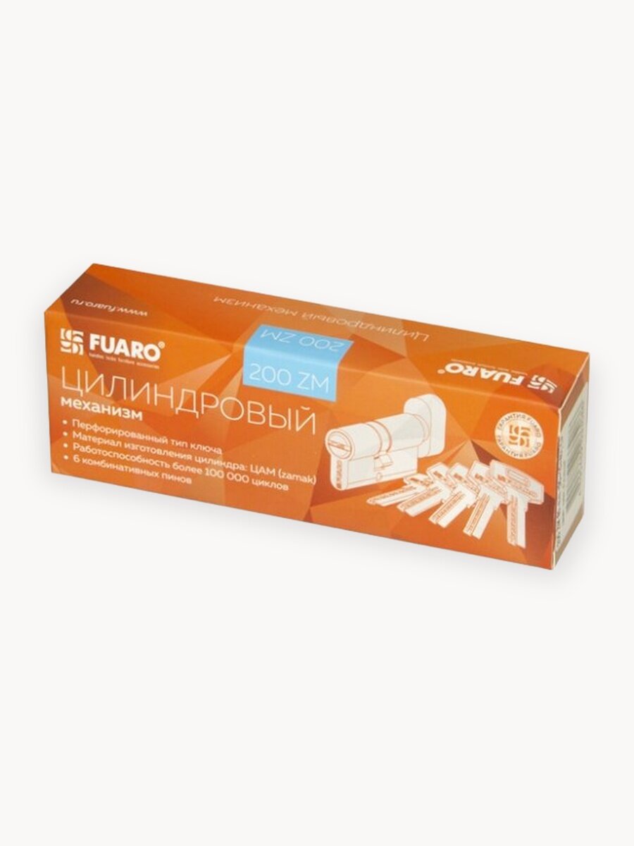 Цилиндровый механизм Fuaro (200 ZM) 2000 ZM Knob 90 (40+10+40) CP хром 5Key с вертушкой