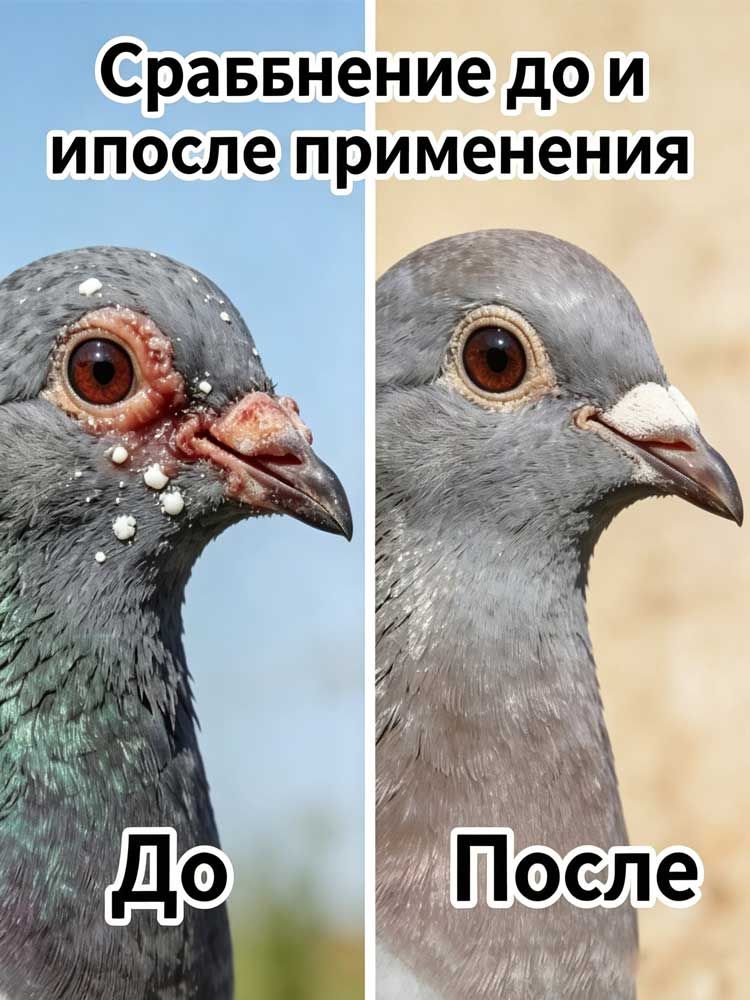 Специальное средство от голубиной оспы - эффективное лечение оспин на веках, уголках клюва и пальцах ног у почтовых и спортивных голубей
