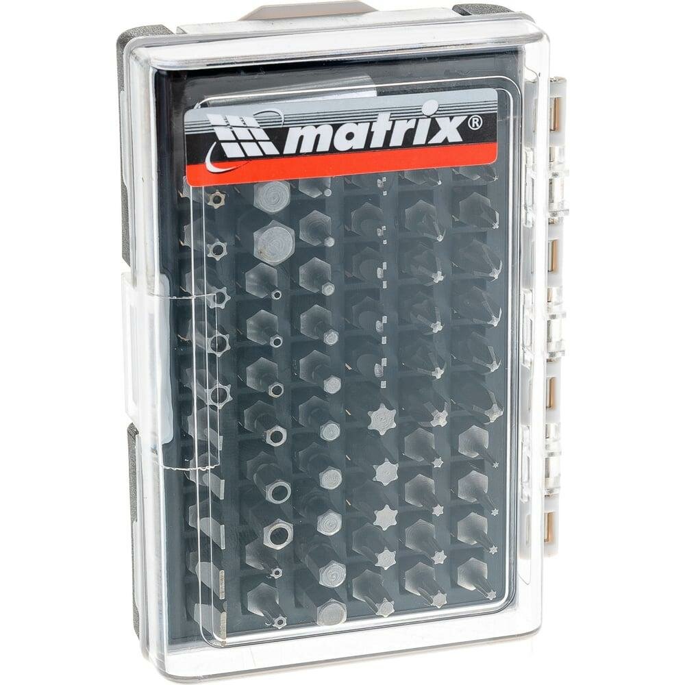 Набор бит с магнитным держателем, CrV, 61шт MATRIX 11387