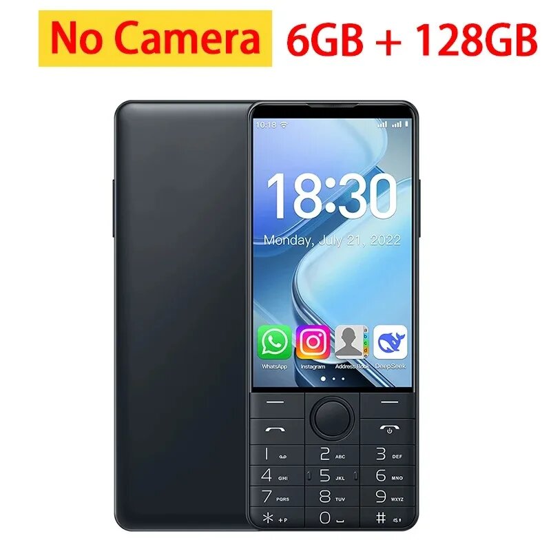 DOOV R70 4-дюймовый IPS-экран 4G сенсорная клавиатура мобильный телефон Google 6 ГБ + 128 ГБ Android14 16 МП 2600 мАч мобильный телефон WhatsApp Arabic keyboard, Черный, BLACK add 64GB TF