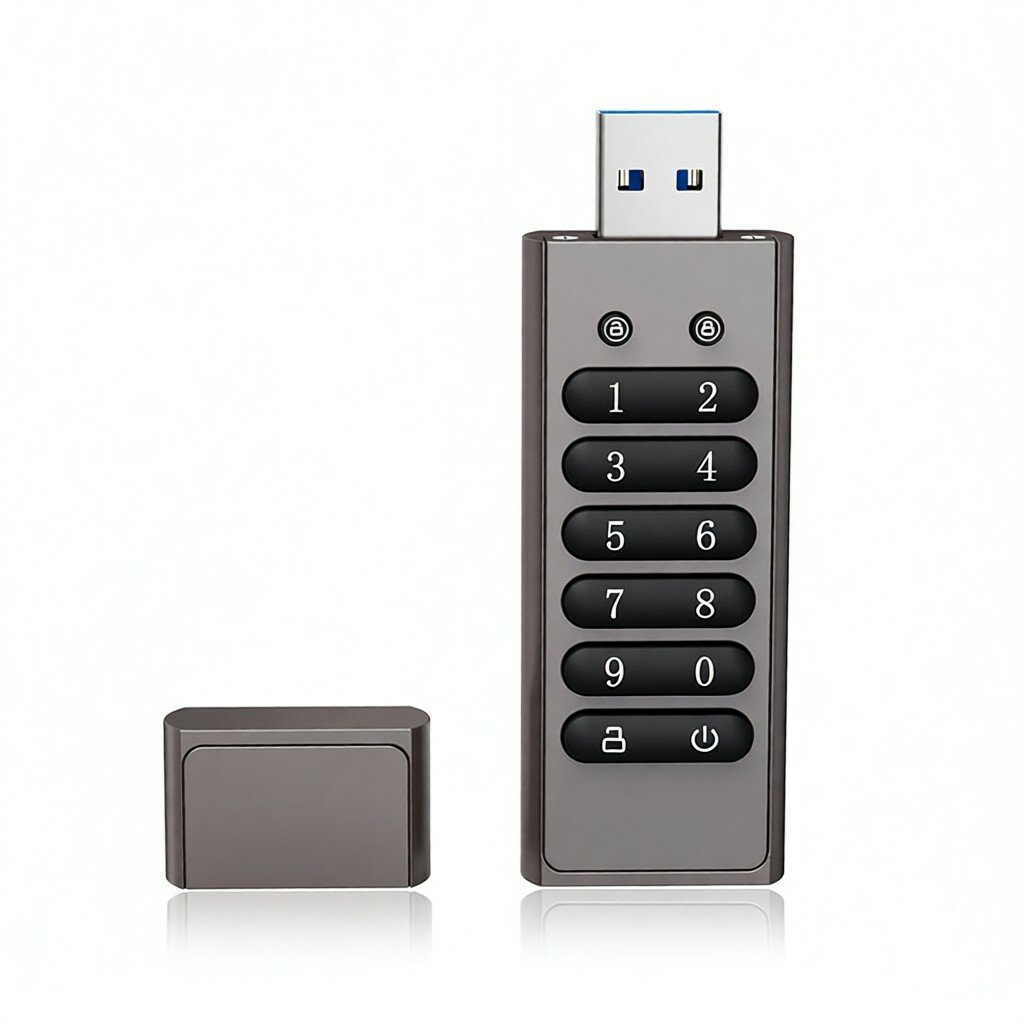 32GB 256-bit Encrypted USB Drive Password Secure Flash Drive USB3.0 U Disk Support Reset/Wipe/Auto Lock Function Grey