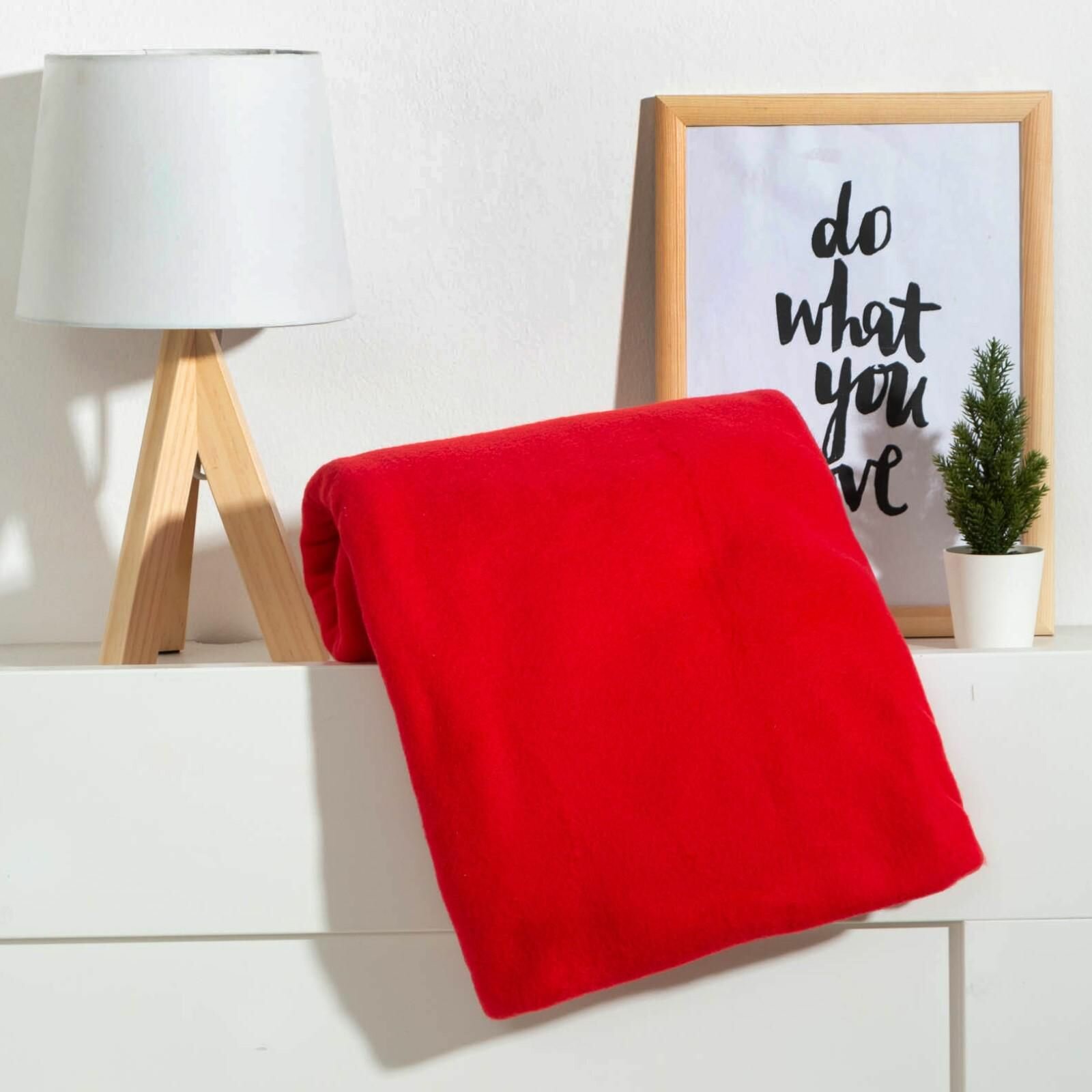 Плед флисовый, 75 х 100 см, красный, 160 г/м , 1 шт.