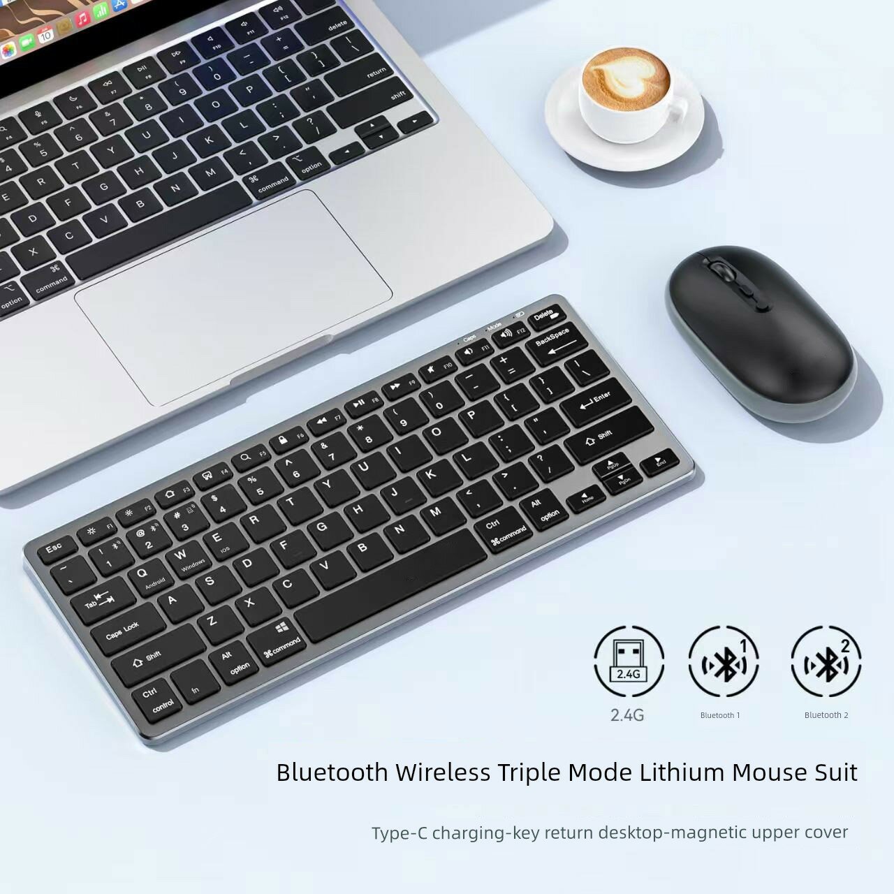 Беспроводной комплект клавиатуры и мыши Bluetooth, перезаряжаемый, подходит для Apple iPad mini, портативный,