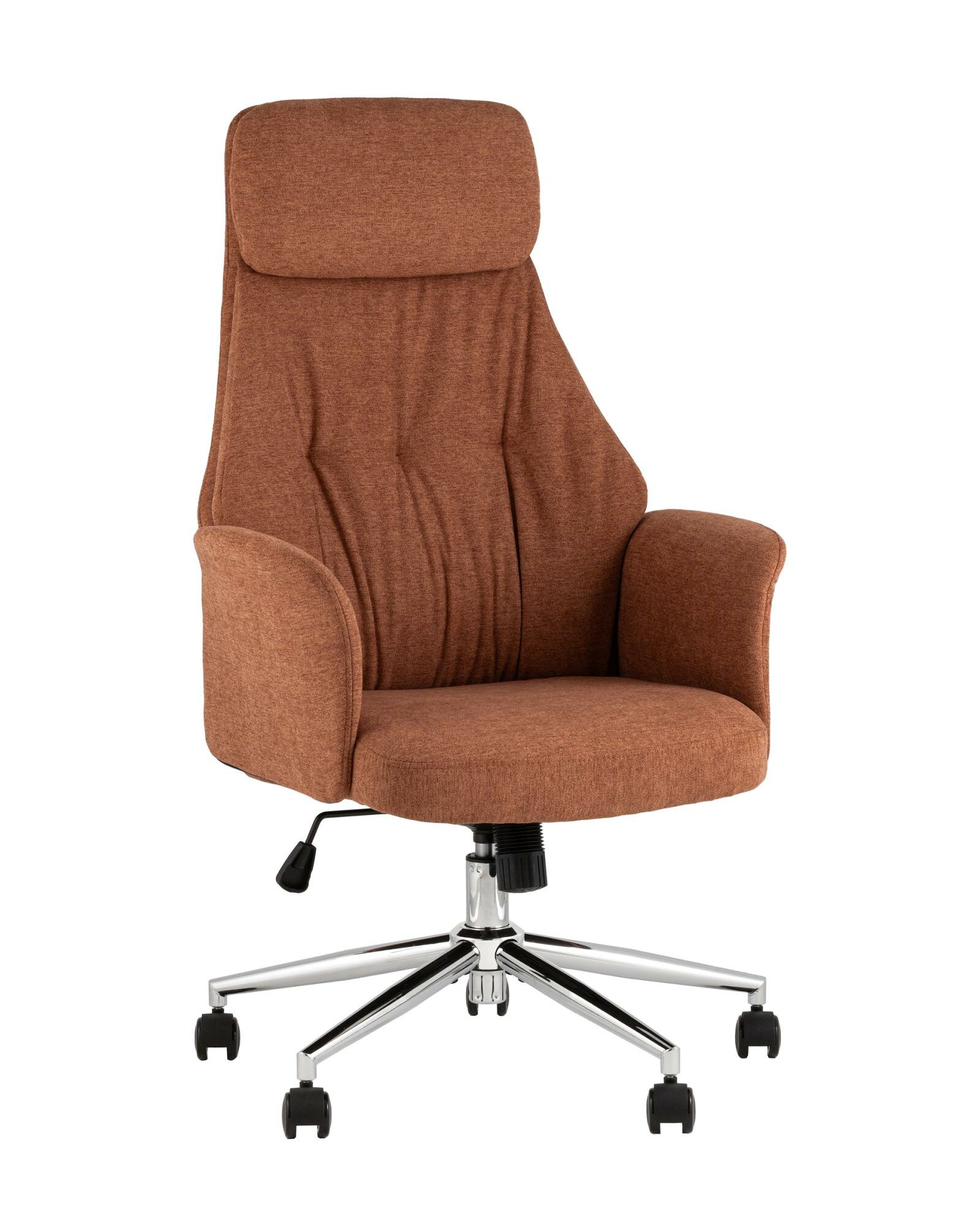 Кресло офисное TopChairs Neoma STOOL GROUP терракотовый, ткань и металл, мягкое сиденье, с подлокотниками