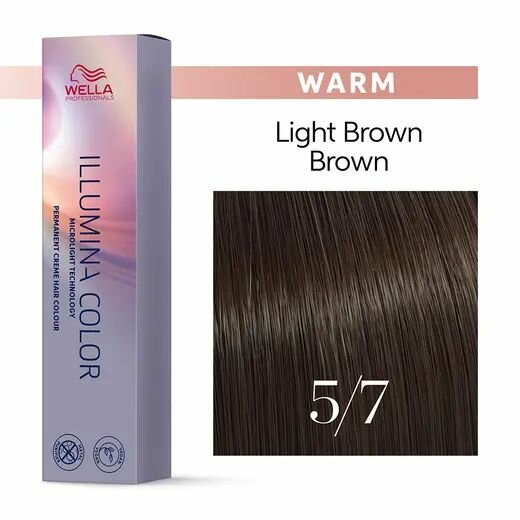 Wella Illumina Color 5/7 Светло-коричневый коричневый Инновационная стойкая крем-краска для волос, 60 мл