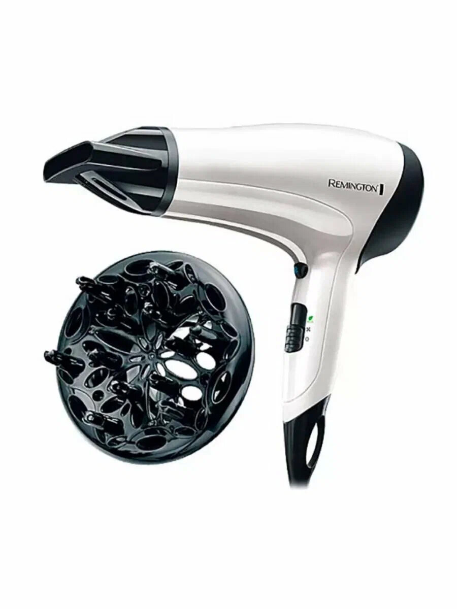 Фен для волос Remington D3015 Power Volume 2000 Вт, мощный фен с керамической решеткой и ионизацией, для укладки с диффузором и концентратором