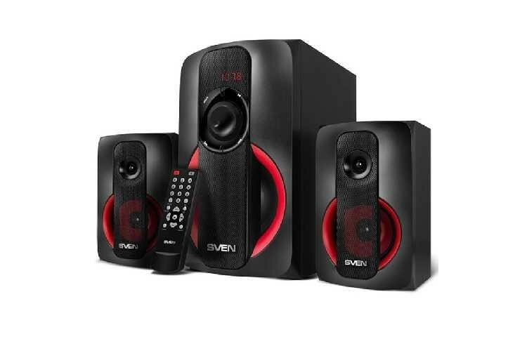 Акустическая система 2.1 SVEN MS-304, FM-тюнер, USB/SD, дисплей, ПДУ, Bluetooth, мощн. 20 Вт+2х10 Вт, чёрный