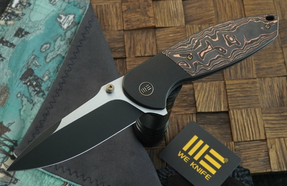 Складной нож We Knife Nitro OG, сталь CPM 20CV, BW, рукоять титан/карбон с медью