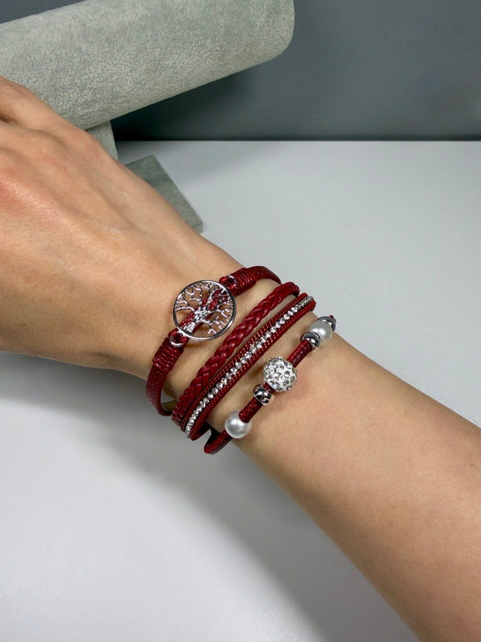 Плетеный браслет, искусственный камень, кристалл