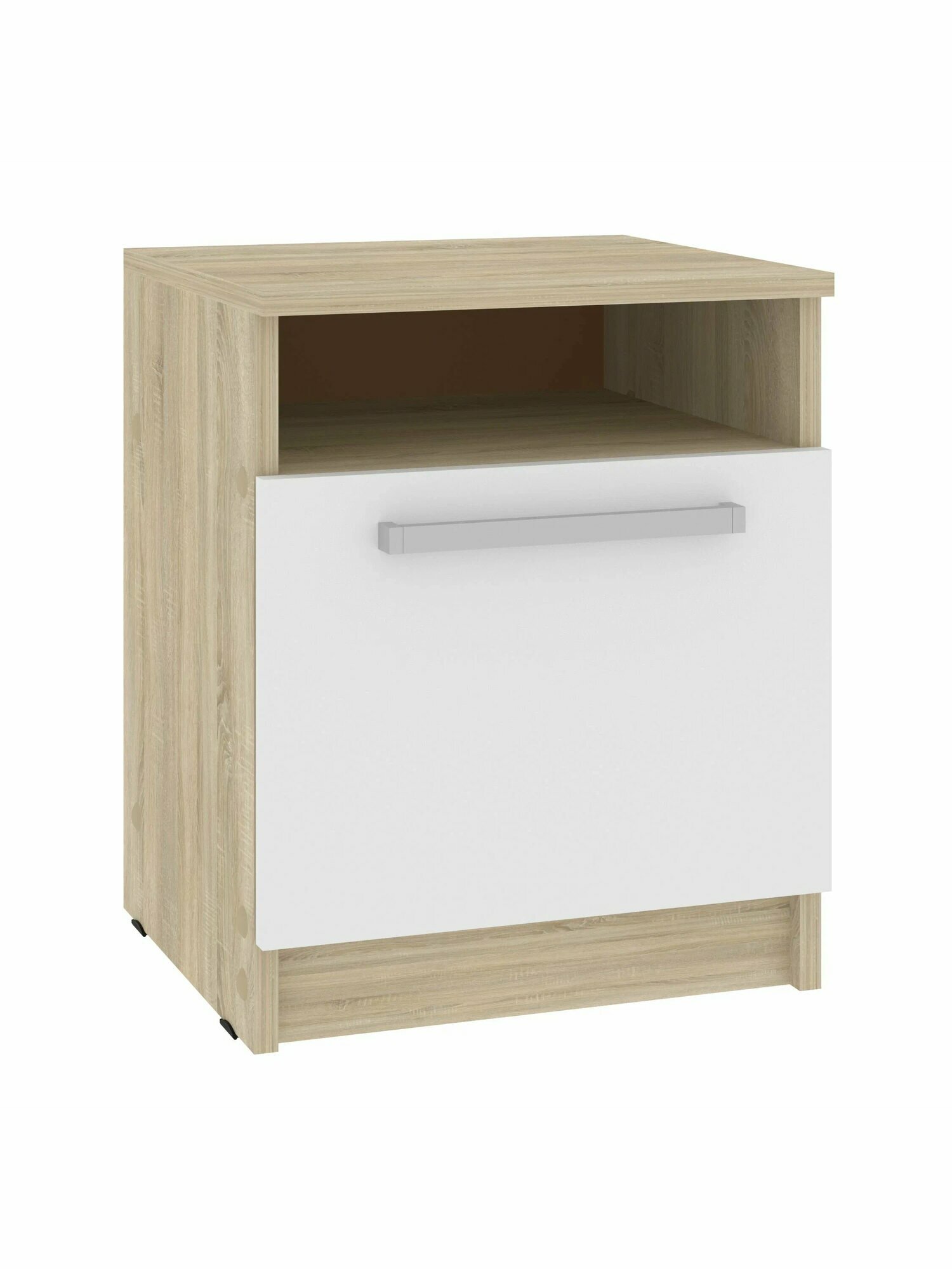 Тумба прикроватная №1, 40х40х55 см, с полкой, ЛДСП - сонома/белый