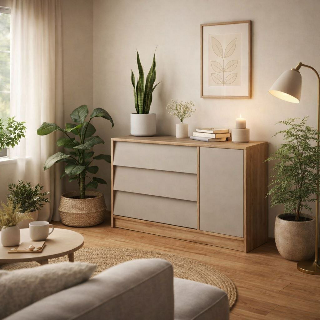 Комод 3 ящика, с дверцей, 120-40-72 см, цвет крафт табачный/кашемир