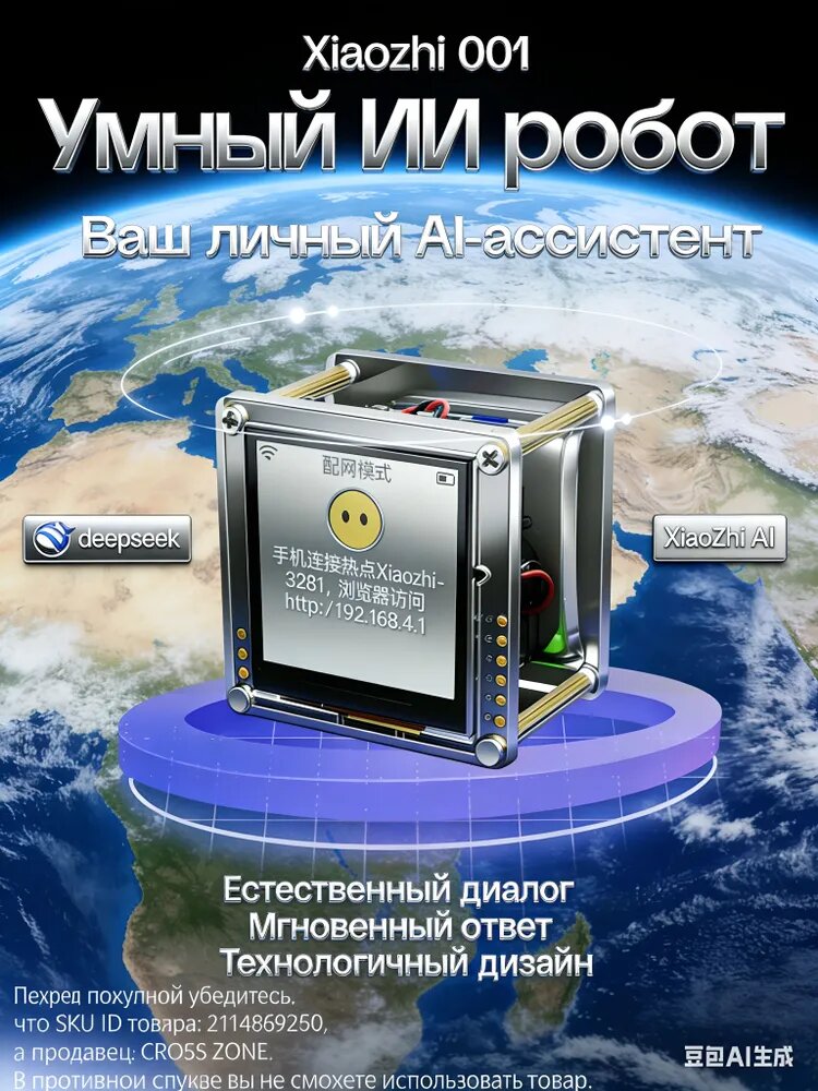 Xiaozhi ИИ-робот для общения на русском, интерактивный, для дома, ABS пластик, Wi-Fi, управление со смартфона, deepseek