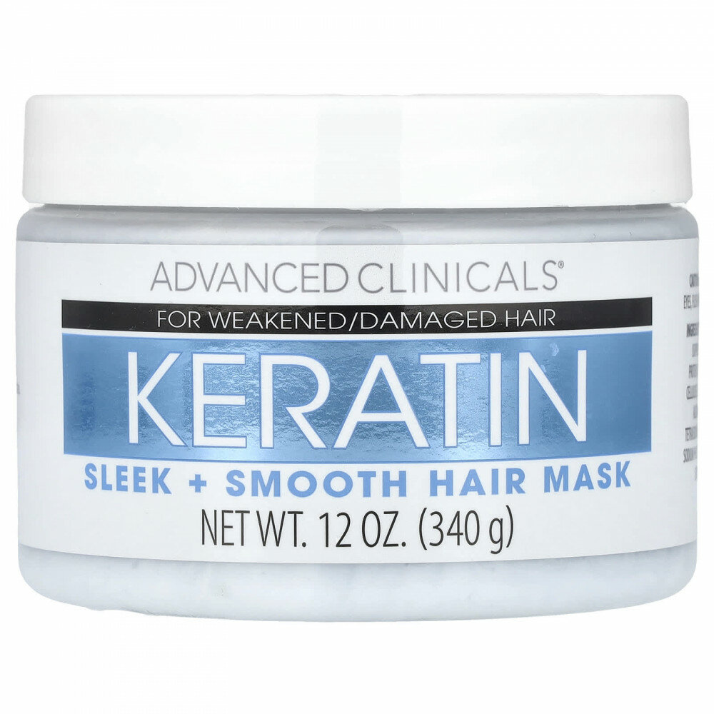 Advanced Clinicals, маска с кератином для гладкости волос, 340 г (12 унций)