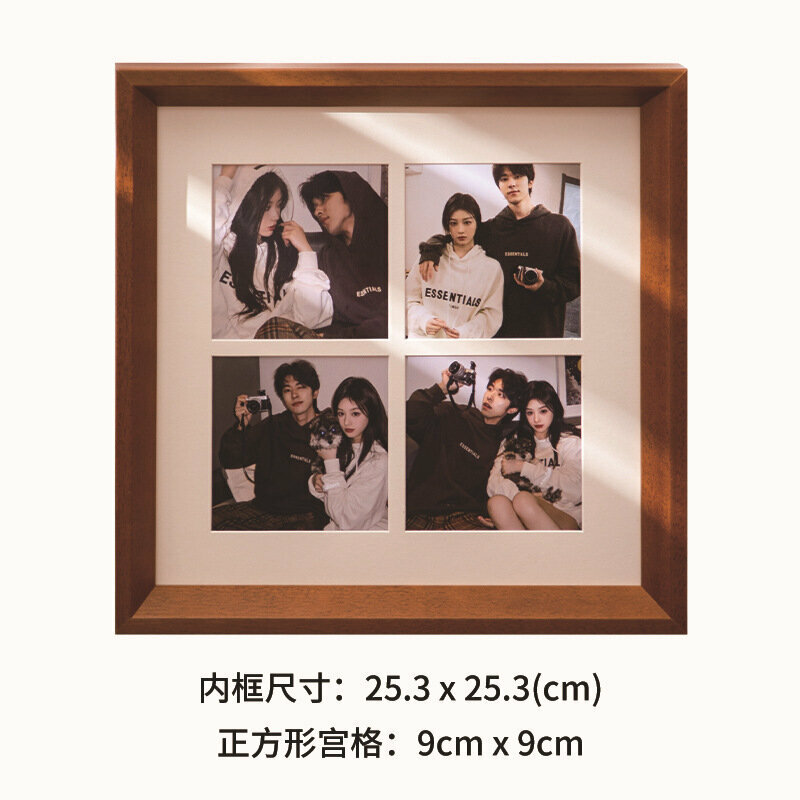 Фоторамка из массива дерева с девятью ячейками для демонстрации, печать фотографий своими руками для пар, полароид для лучших друзей, сувенир на любовную тематику, подарочная фоторамка 10inch.