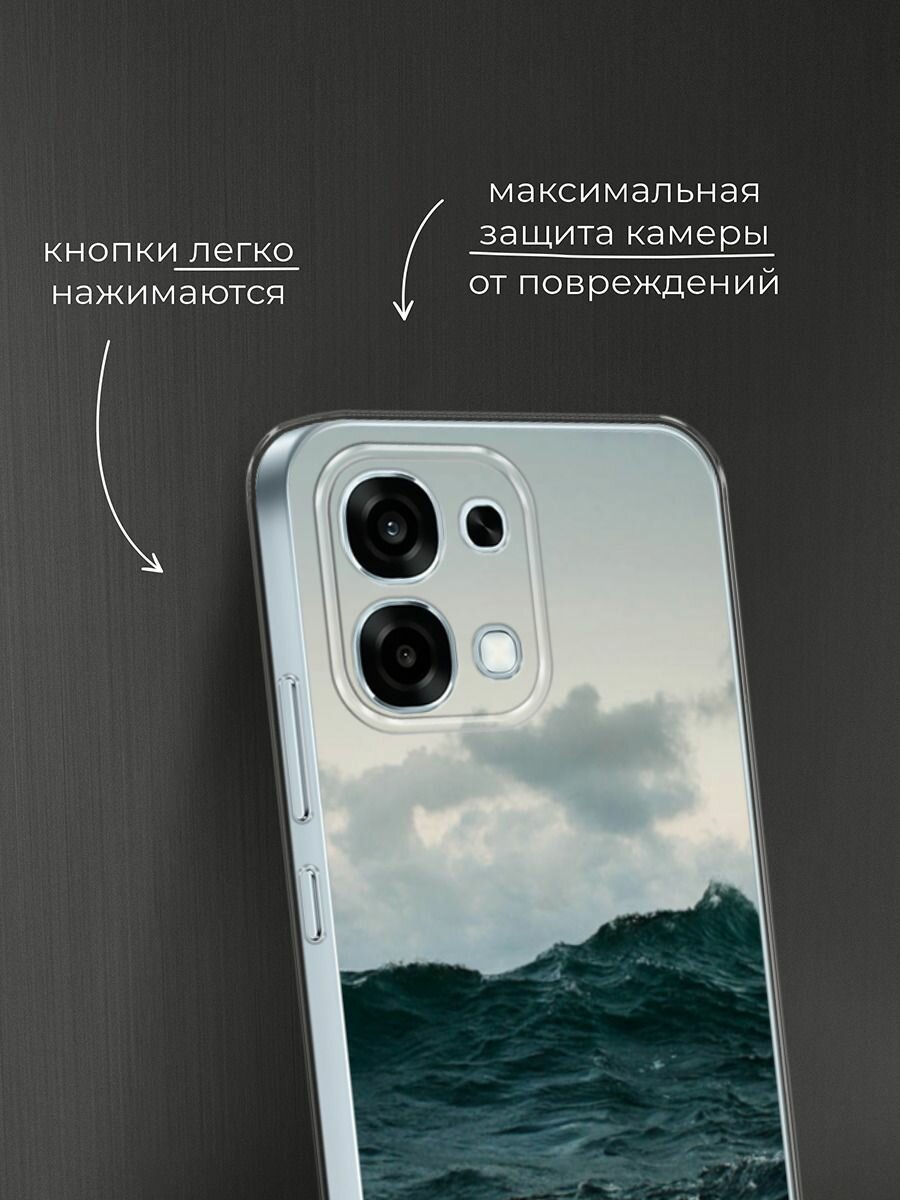 Силиконовый чехол на Oppo A6 Pro / Оппо A6 Про с принтом Волны 11 — фото 1
