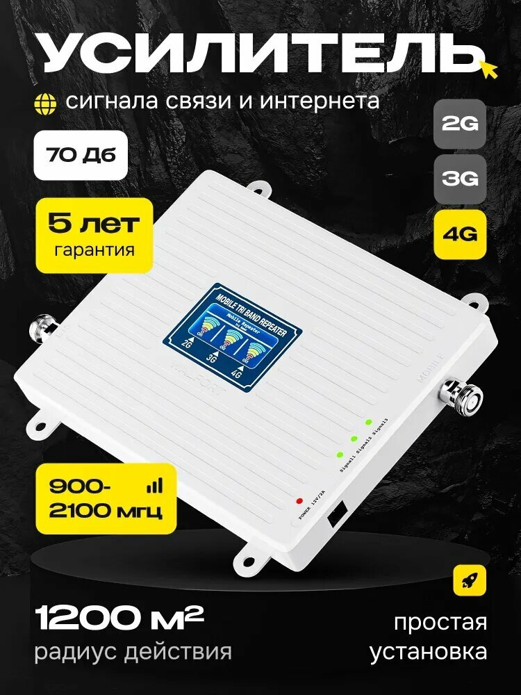 Усилитель сигнала сотовой связи и мобильного интернета для дачи / Репитер 4g gsm / Усилитель wifi сигнала -1