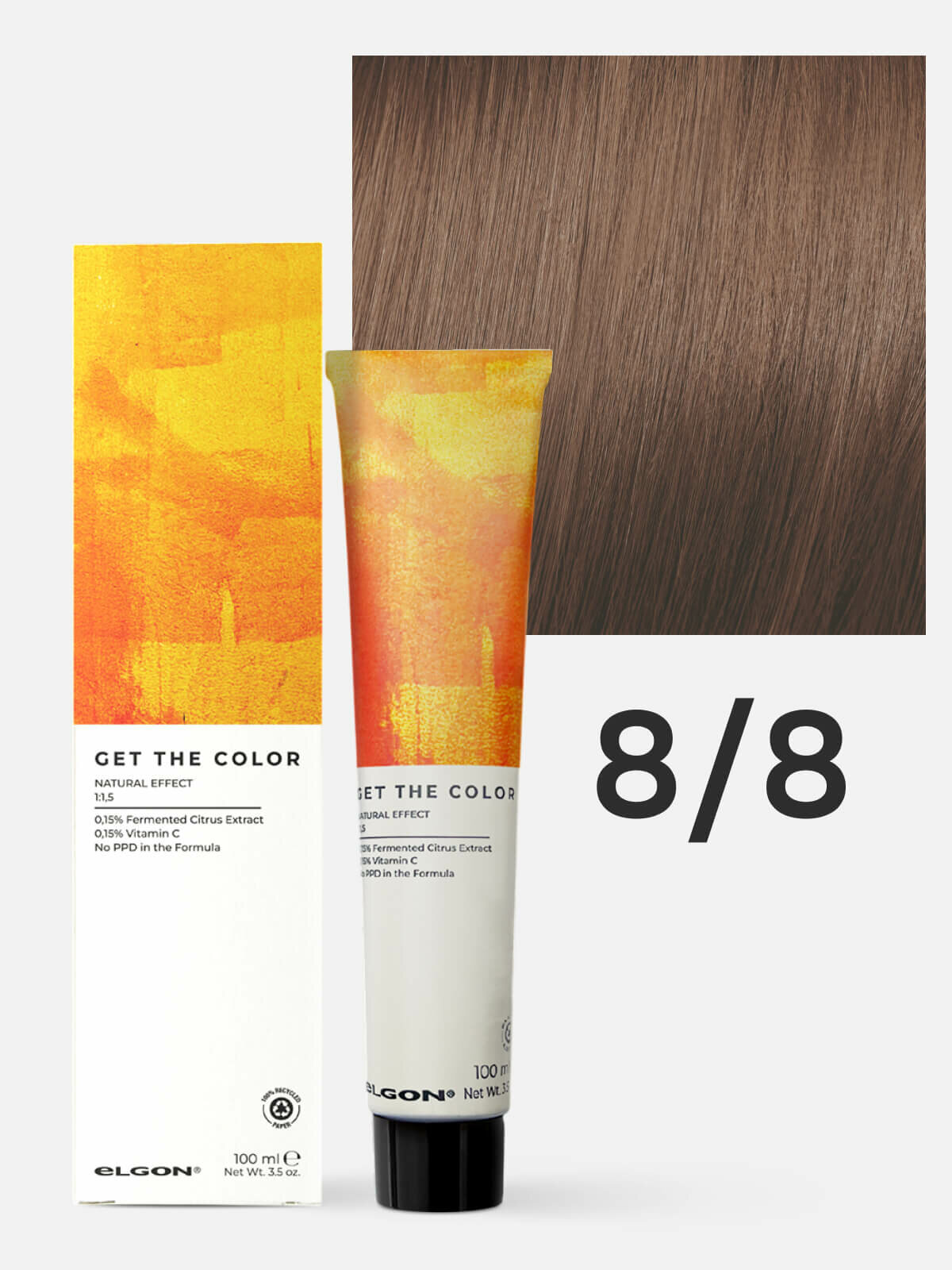 Крем - краска для волос профессиональная Elgon Get the Color 8/8 Светлый русый Коричневый, 100 мл