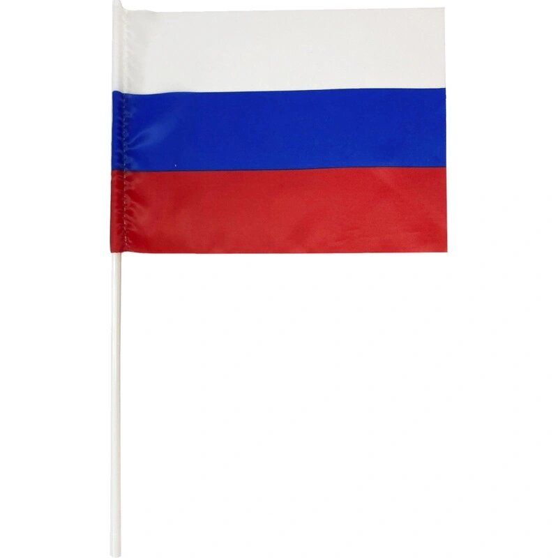 Флаг РФ 12*18см, с флагштоком 40см