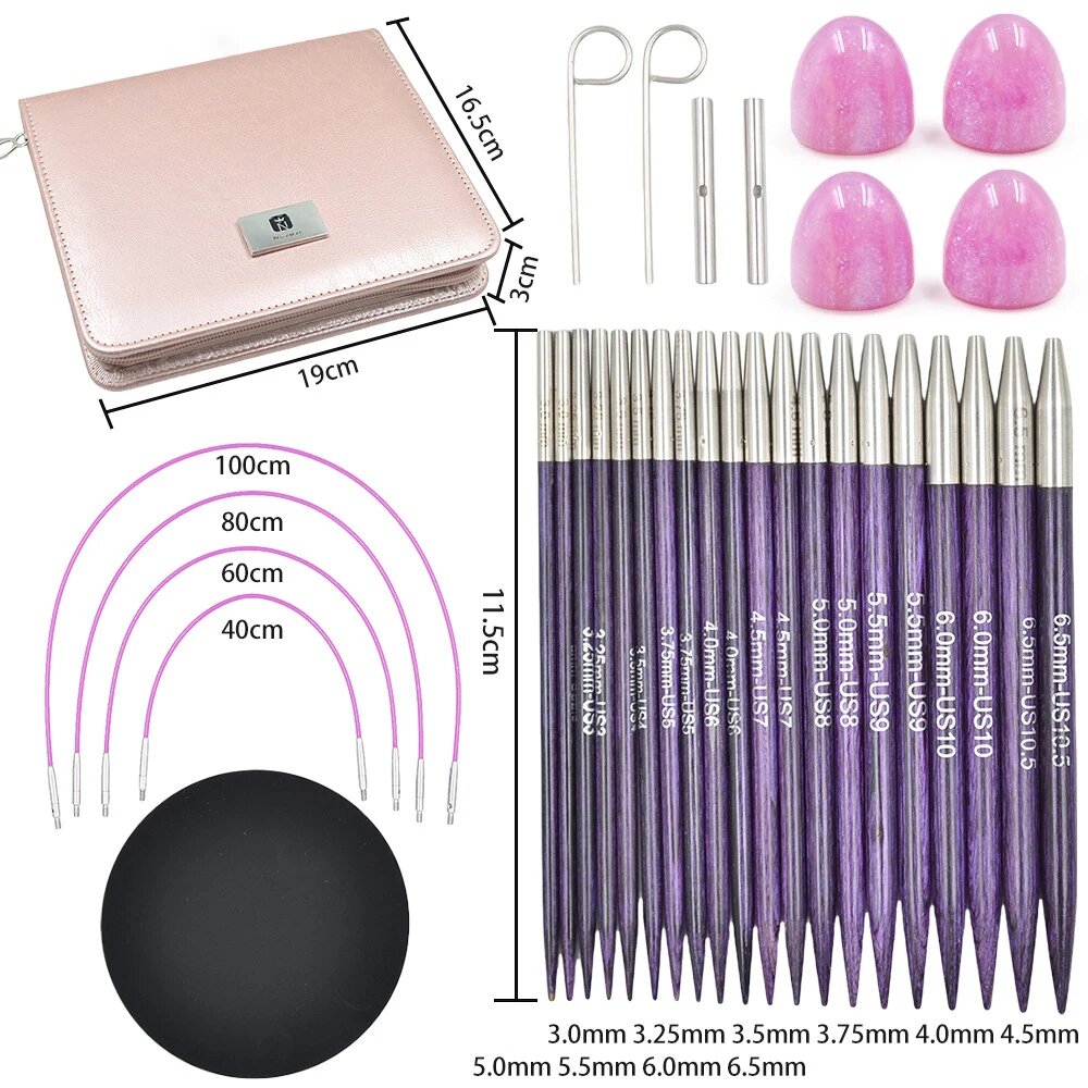 Круговые вязальные спицы Purple Sandalwood 3,0-6,5 мм