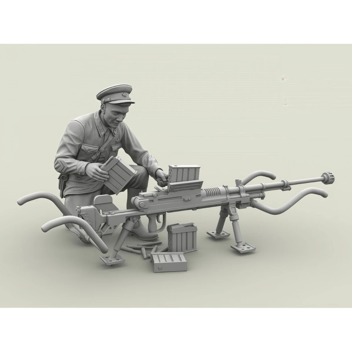 Набор неокрашенных моделей из смолы в масштабе 1/35, изображающий майора Красной Армии, держащего захватенную танковую винтовку, в разобранном и неокрашенном виде GKBK574.