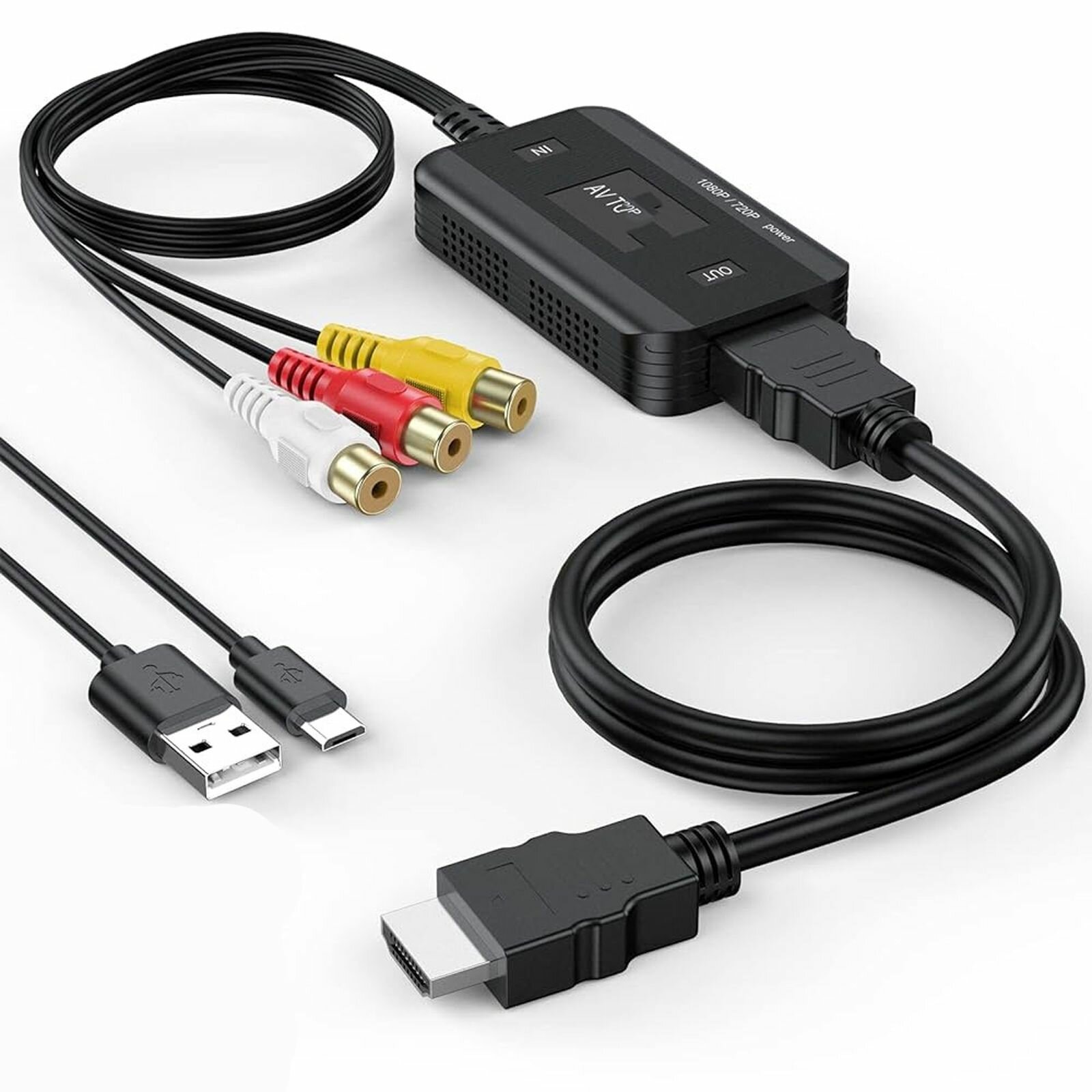 Конвертер 3RCA Женский/мужской, HDTV-видеоадаптер с разрешением 1080P и переводчиком
