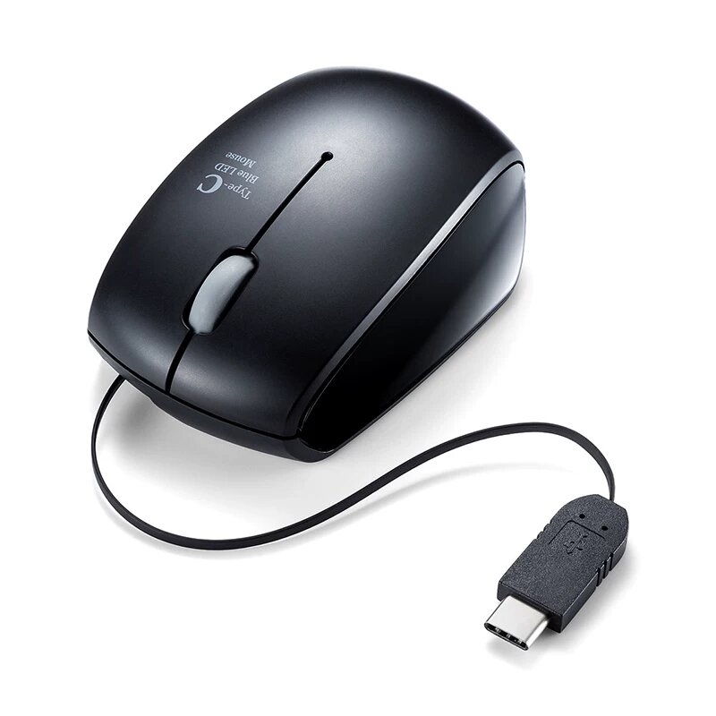 Японская автоматическая выдвижная проводная мышь SANWA с интерфейсом Type-C для компьютеров и Mac, универсальная,